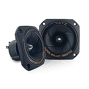 VOYZ 400 Watt 3.5” Piezo Super Horn Tweeters Aluminum Diaphragm 4-8 ohms - Black Housing with Capacitor 1 Pair (2pcs) (PET-1943)