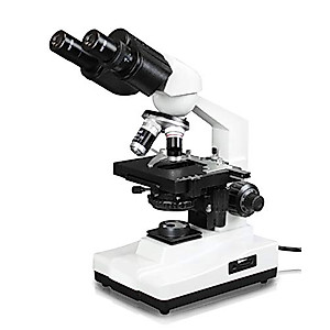Vision Scientific VME0007B-100-LD Binocular Compound Microscope, 10x WF Eyepieces, 40x—1000x Magnification, LED Illumination, Coaxial Coarse & Fine Focus, 1.25 N.A. Abbe Condenser