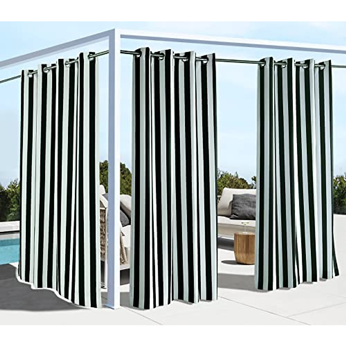 LOFT LIVING Corsica Stripe Indoor/Outdoor Curtain Panel 50" x 108" in Black
