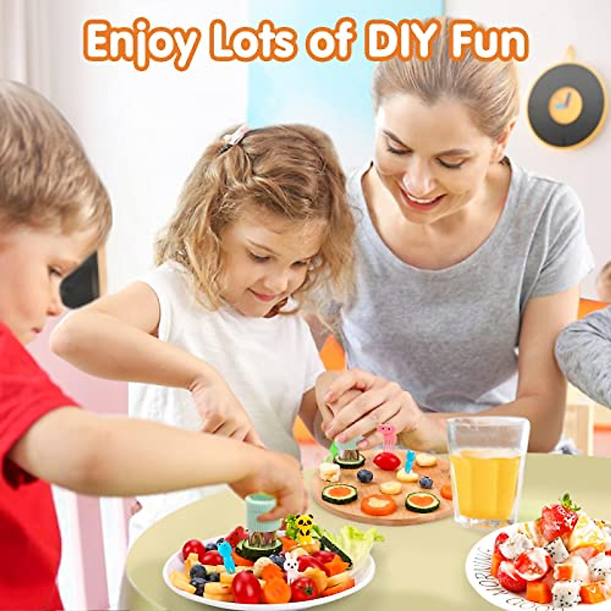 Updated Fruit Cutter Shapes Vegetable Cutters for Kids 19 PCS HINZER Mini Cookie Cutters Set with Food Picks for Kids School Lunch Bento Box Accessories DIY Kitchen Baking Pastry Cookie Stamps Mold