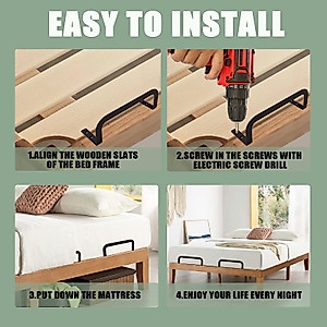 4 Pcs Mattress Slide Stopper, Metal Mattress Retainer Bar for Adjustable Beds, Mattress Holder in Place to Keep Mattress from Sliding, Metal Mattress Stabilizers for Wooden Bed Frame