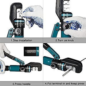 Steel DN Mate Hydraulic Crimping Tool/Hydraulic Crimper with Dies for Stainless Steel Cable Railing Hardware,Battery Cable Crimping Tool DC01