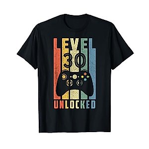 Level 30 Unlocked Tshirt 30th Video Gamer Birthday Men Gifts
