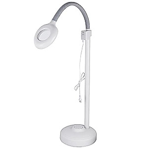 ZENY LED Magnifying Floor Lamp, Magnifying Glass with Stand for Crafts, Reading, Estheticians' Light, Adjustable Gooseneck Standing Lamp