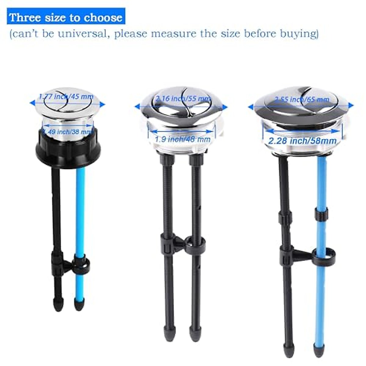 Teaayako Toilet Push Button 38mm Thread Diameter Dual Push Flushing Button Adjustable Toilet Water Tank Button,Black