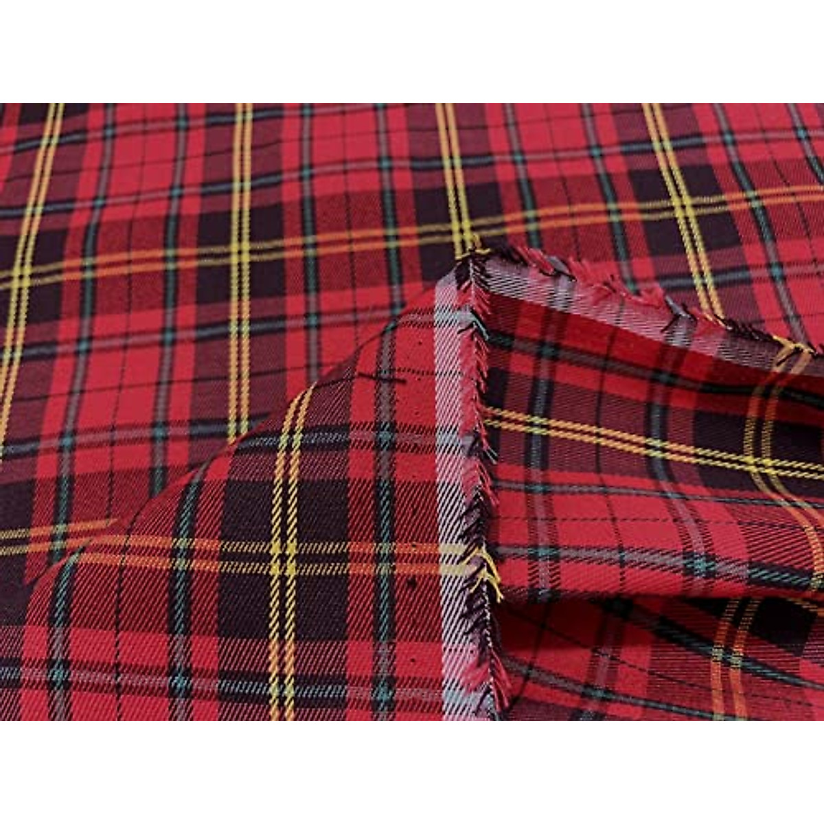 AMORNPHAN 60 Inch Plaid Scottish Traditional Pattern Tartan Motif Printed 100% Woven Cotton Fabric for Clothing Tablecloth Decorative Sewing Arts Crafts Upholstery and Home Accents for 1 Yard (Red)