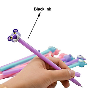 Maydahui 12PCS Tiger Shaped Rollerball Pens Creative Cartoon Leopard Animal Pen Cute Kawaii Fashion Writing Pens Black Gel Ink for Boys School Office