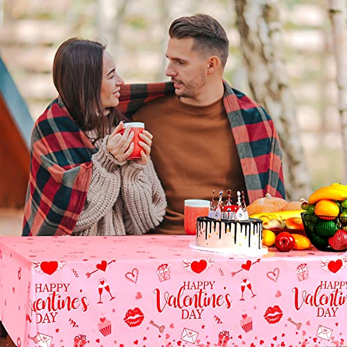 3 Pack Valentine's Day Tablecloth Valentine Tablecloth Valentines Day Party Decoration Plastic Rectangular Love Heart Table Cover Valentines Day Wedding Anniversary Birthday Decor 54 x 108 Inch