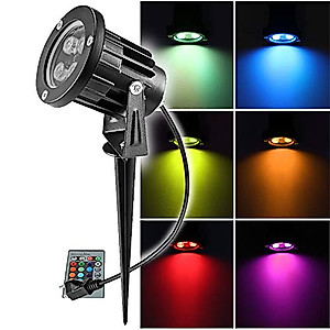 OurLeeme Lawn Flood Light Stake, RGB Spot Lights,8W Outdoor LED Flood Light Waterproof Garden Yard Lights with Remote Control,2-in 1 Landscaping Spotlights for Patio,Pathway, Driveway 85-265V (1 Pc)