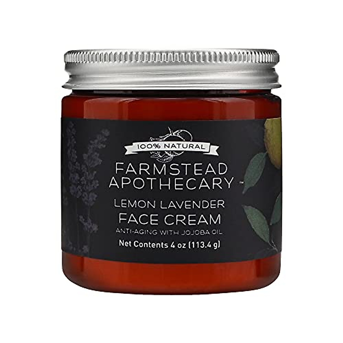 Farmstead Apothecary 100% Natural Anti-Aging Face Cream with Jojoba Oil, 4 oz (Lemon Lavender)