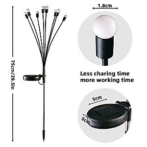 Pelican Mate 6 LED Solar Powered Garden Lights, Firefly Swaying Starburst Light Outdoor Waterproof for Pathway Yard Patio Landscape Decorative, Warm White 2PACK