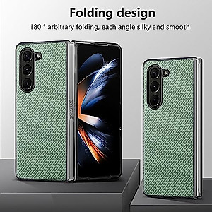 Phone Flip Case Carbon Fiber Cover Compatible with Samsung Galaxy Z Fold 5 Case PU Leather + Hard PC Shell Ultra Thin Slim Durable Protective Case Slim Case Compatible with Galaxy Z Fold 5 phone prote