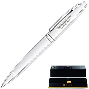 Dayspring Pens Personalized Cross Pen | Engraved Cross Calais Ballpoint Pen - Chrome. 2 Lines of Engraving Included. Customized Graduation Pen, or Gift for Men or Women.