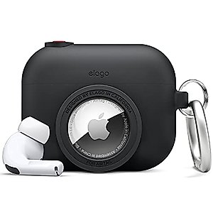 elago Snapshot Cover Compatible with Apple AirPods Pro, Compatible with AirTags[Black] - Cute Classic Camera Design, Locator Case, Drop Protection, Key Ring Included, Tracking Device Not Included