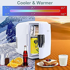 Skincare Mini Fridge for Bedroom Car Office Desk Outdoor, 4L 6 Can Portable Small Silent Refrigerator for Cooler and Warmer Skin Care Products Cosmetic Breastmilk Storage No Freezer 12v AC/DC,White