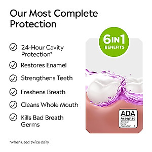 Listerine Total Care Anticavity Fluoride Mouthwash, 6 Benefits in 1 Oral Rinse Helps Kill 99% of Bad Breath Germs, Prevents Cavities, Strengthens Teeth, ADA-Accepted, Fresh Mint, 1 L