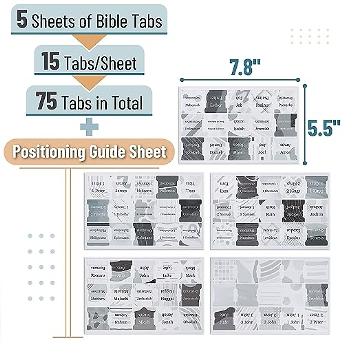 Mr. Pen- Bible Tabs, 75 Tabs, Gray Theme, Laminated Bible Tabs for Women and Men, Bible Tabs for Study Bible, Bible Index Tabs, Bible Book Tabs, Bible Labels Tabs, Mr Pen Bible Tabs