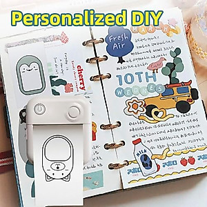 HXBER Mini Printer, Mini Pocket Printer Portable Thermal Instant Photo Printing Label Maker Machine BT Wireless Connect Compatible with Android or iOS APP Support Receipt Label Memo Sticker Notes