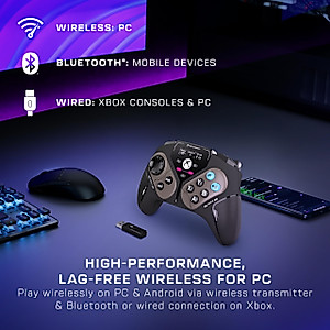 Turtle Beach Stealth Pivot Wireless Smart Game Controller Officially Licensed for Windows PC – Rotating Modules, Display Dashboard, Hall-Effect Sticks, Remappable Buttons, Bluetooth, 20-Hour Battery