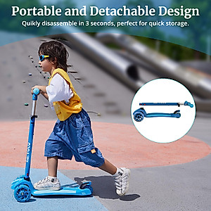 RideVOLO Kids' Kick Scooter for Ages 3-8, 3 Adjustable Heights, Flashing Wheels, 6" Wide Anti-Slip Deck and High Stability, Max Load 110lbs, Easy Assembly, Outdoor Activities, Gift for Boy/Girl Purple