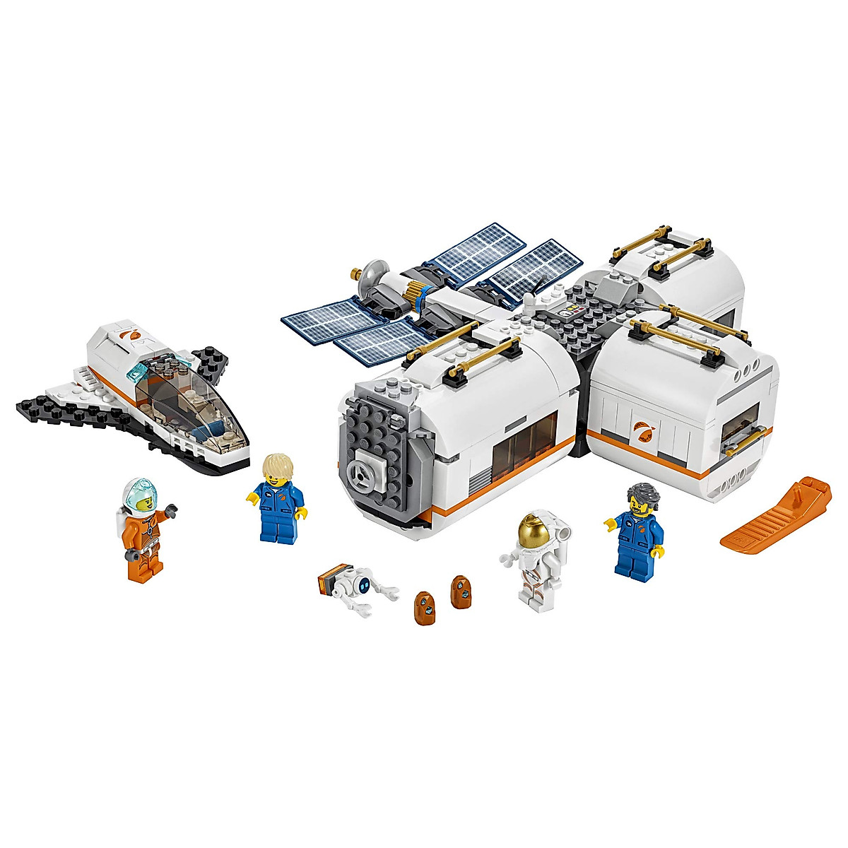 LEGO City Space Lunar Space Station 60227 Space Station Building Set with Toy Shuttle, Detachable Satellite and Astronaut Minifigures, Popular Space Gift (412 Pieces)