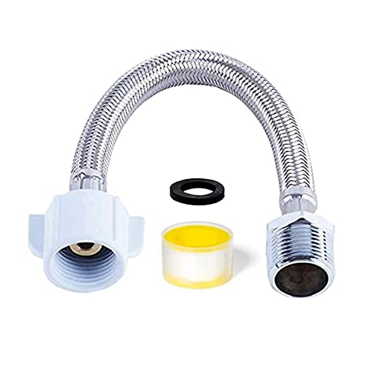 (1 pack) 6 inches Stainless Steel 7/8 male 7/8 female Extension Hose BRAIDED Solid seat with hard access Handheld Spray Hand Easy to tight with plumbing tape (1)