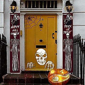 Trick or Treat Banner for Front Door Display,Halloween Decoration Outdoor Banner Halloween Porch Signs for Front Door Indoor Display Garden Office Home Party Supplie
