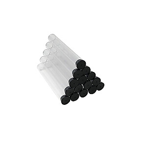 Prestige Import Group - 7/8" Interior Diameter Clear Plastic Empty Storage Tubes - Flat Bottom - 80ml Capacity, Press Fit Black Cap - 10 Pack