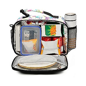 ALAZA Flowers Willow Branch Berry Lunch Bag Reusable Insulated Cooler Lunch Tote Bag with Adjustable Shoulder Strap for Office Work Picnic Travel,Size 11 X 4.33 X 9.05 inch