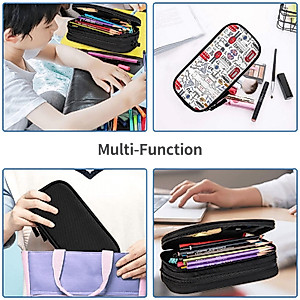 XTUAG I Love London Large Capacity Double Layer Student Pen Caseback To School Supplies Forteen