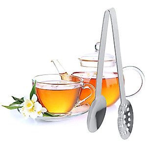 TraderPlus 2 Pack Stainless Steel Tea Bag Squeezer Tongs Strainer Grip