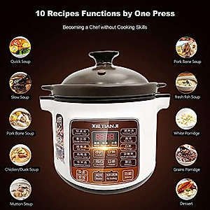 Tianji DGD40-40LD Electric Stew Pot, 4L Full-automatic Slow Cooker, Ceramic Inner Pot, 120V, 600W,3~6 people