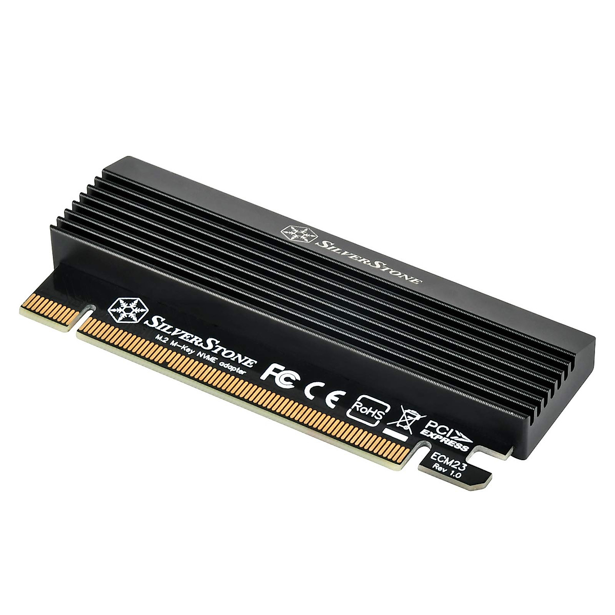 SilverStone Technology Slim M.2 M Key PCIe NVMe Adapter to PCIe X4 with Integrated Heatsink ECM23