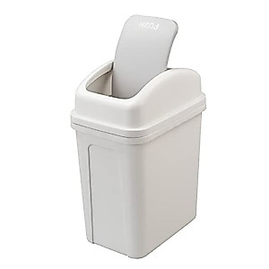 Zopnny 7 L Slim Plastic Trash Can, Swing Lid Garbage Can, 1-Pack, Grey