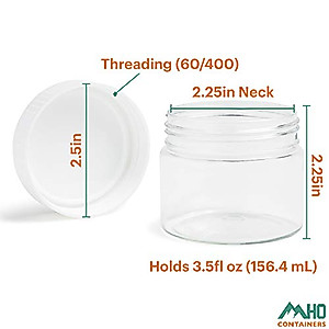 MHO Containers | Clear Refillable PET Containers, White Screw-On Lid, BPA/Paraben Free - 3.5 fl oz (104mL) - Set of 12