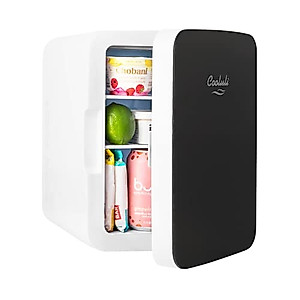 Cooluli 10L Mini Fridge for Bedroom - Car, Office Desk & College Dorm Room - 12v Portable Cooler & Warmer for Food, Drinks, Skincare, Beauty & Makeup - AC/DC Small Refrigerator with Glass Front, Black