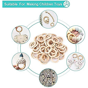 100 PCS 5 Sizes Natural Wood Rings, Unfinished Smooth Wooden Ring, Wood Circles forCraft, Ring Pendant and Connectors Jewelry Making (100pcs-5 Sizes)