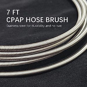 CPAP Tube Cleaning Brush, Hose Brush, 7 ft, Stainless Steel, with Mask Brush, for Universal Hose Diameters 19mm and 15mm (Blue)