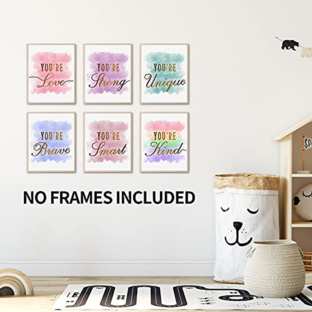 HOMANGA Girls Room Decor Posters, Kids Room Wall Art, Girls Room Wall Decor, Posters For Teen Girls Room, Girls Wall Decor Prints for Bedroom, Nursery Room, Playroom (Set of 6, 8X10 Inch, Unframed)
