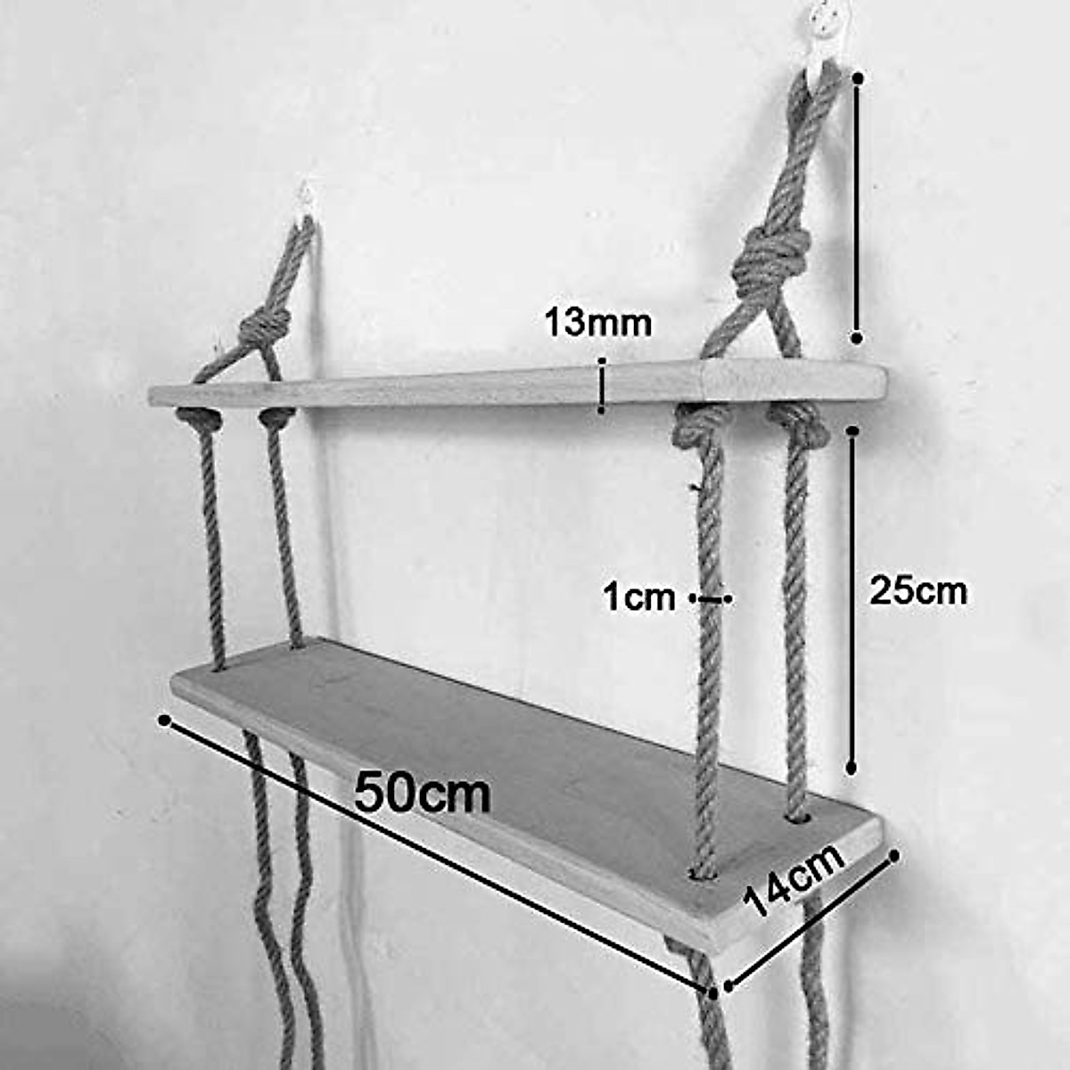 OWUV Hanging Shelf for Wall, Modern Creative Bookshelf, Decorative Wall Shelf, Floating Shelf, Green/Blue/Pink/White/Yellow/Gray, 1/2/3/4 Layer