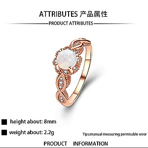 YAZILIND Statement Rose Gold Plated Ring Round Opal Cubic Zirconia Wedding Engagement Jewelry Size 9