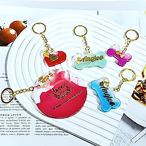 KuuGuu 2 PCS Pet Tag Resin Mold Silicone, Dog Tag Molds for Resin, Bone Shape Resin Keychain Molds with 10Pcs Key Ring, DIY Resin Keychain Pendant Charm Crafts