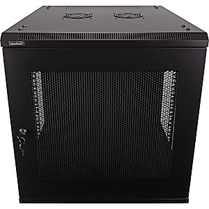 NavePoint 12U Server Rack Enclosure - 23.6” Deep, 12U Wall Mount Network Cabinet with Locking Perforated Door, 19” IT Equipment Compatible, 12U Network Rack, Removable Side Panels, Black