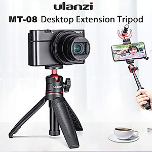 Black Mini Tripod for Camera, 1/4" Screw Universal for Sony/Canon/Nikon/Fujifilm Vlog Camera, Extendable Handheld Portable Vlogging Tripod Mount, Video Shooting Filming Table Stand
