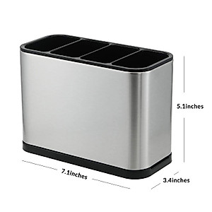 KESOL Kitchen Utensil Holder, Stainless Steel Utensil Drying Rack Flatware Holder Sinkware Caddy Countertop Organizer with 4 Divided Compartments, Rust Proof