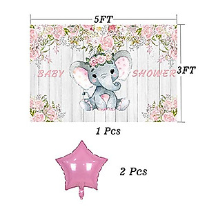 Baby Shower Supplies Decorations For Girl, Elephant Backdrop And Balloons Kit For Girls Photo Background, (No Banner Cake Topper, Favors And Flatware)