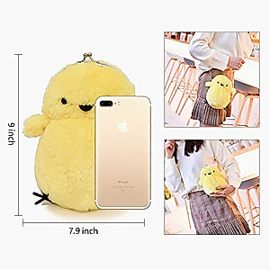 Techcircle Cute Chick Purse Crossbody Fluffy Fur Coin Wallet Chain Pouch-Yellow