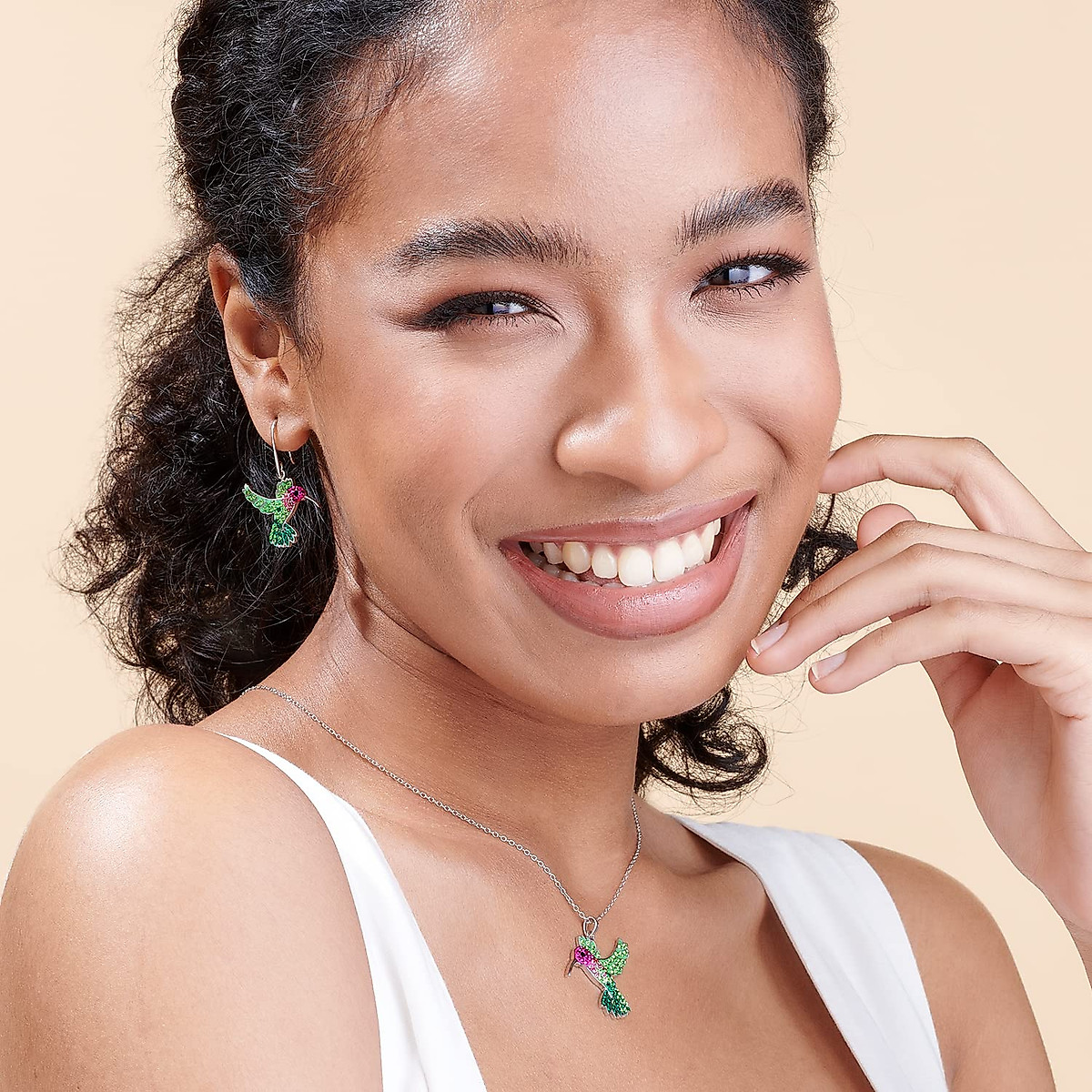 Colorful Flying Hummingbird Crystal Earrings Never Rust 925 Sterling Silver with Hypoallergenic Hooks Valentines Day Gifts for Girls and Women with Free Breathtaking Box for The Miracle of Living