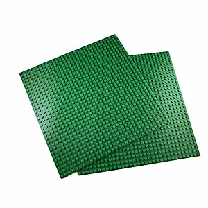 Apostrophe Games Building Blocks Base Plates Compatible with All Major Brands – 2 Pack, 10 x 10 Inches Baseplate for Building Bricks – Durable and Sturdy Baseplates (2X Green)