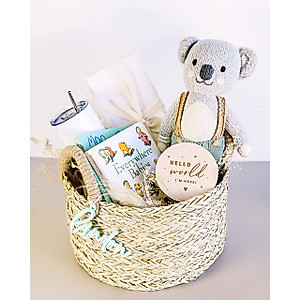 The Cotton & Canvas Co. Hello World I'm Here Newborn Baby Announcement, Nursery Sign, Nursery Decor, Baby Shower, Modern, Wooden Plaque, Oh Baby, Birth Prop